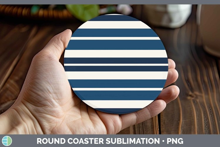 Stripes Dark Blue Round Coaster Sublimation Coaster Designs