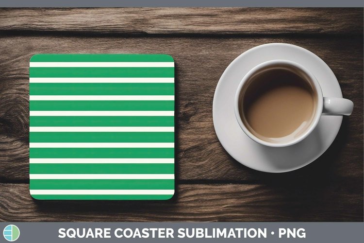 Stripes Spring Green Square Coaster Sublimation Coaster Desi