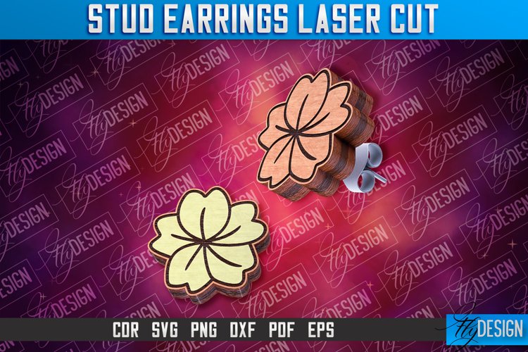 Flower Stud Earrings Laser Cut SVG | Accessories | (2954890)