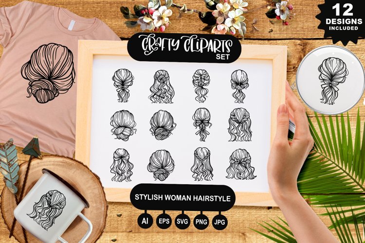 Stylish Woman Hairstyles Clipart Set Stylish Woman Hairstyles Clipart Set