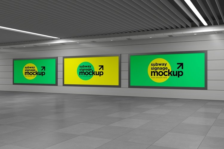 Subway Three Sign Mockup (2469858)