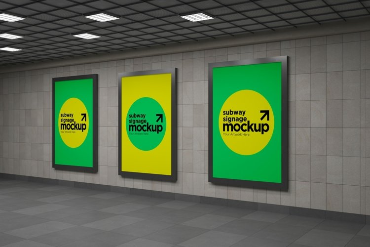 Subway Three Sign Mockup (2469862)