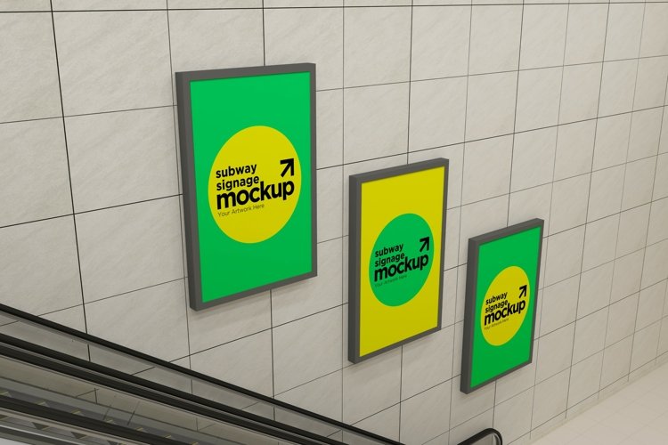 Subway Three Sign Mockup (2469921)
