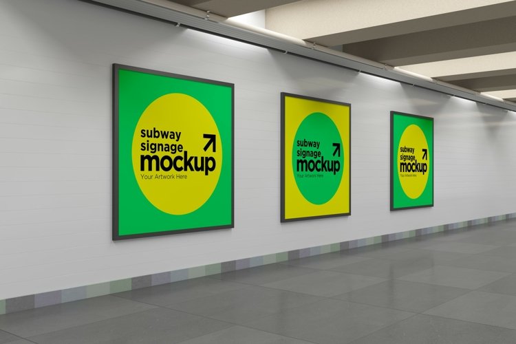 Subway Three Sign Mockup (2469962)