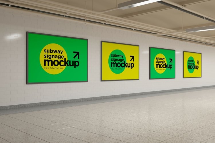 Subway Four Sign Mockup (2469974)