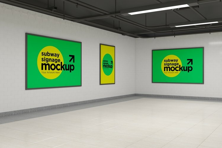 Subway Three Sign Mockup (2469976)