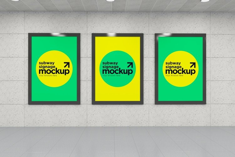 Subway Three Sign Mockup (2470235)