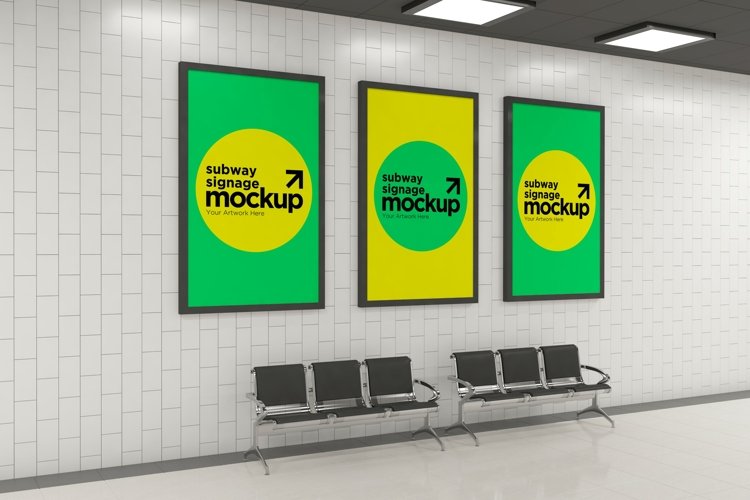 Subway Three Sign Mockup (2470239)