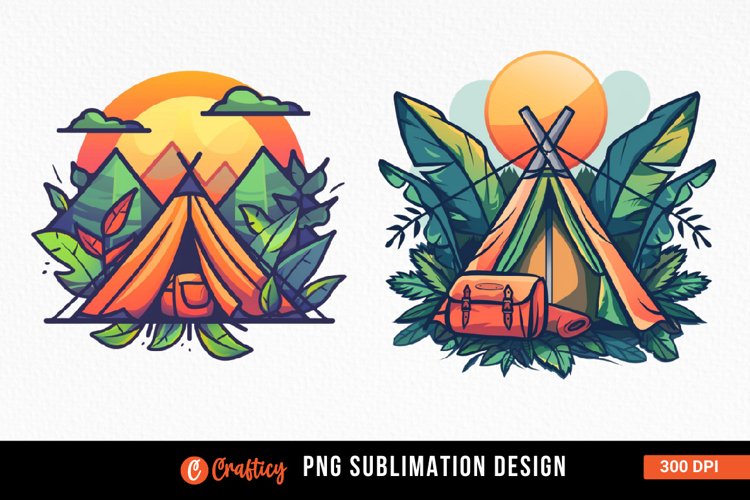 Watercolor Summer camping forest Clipart
