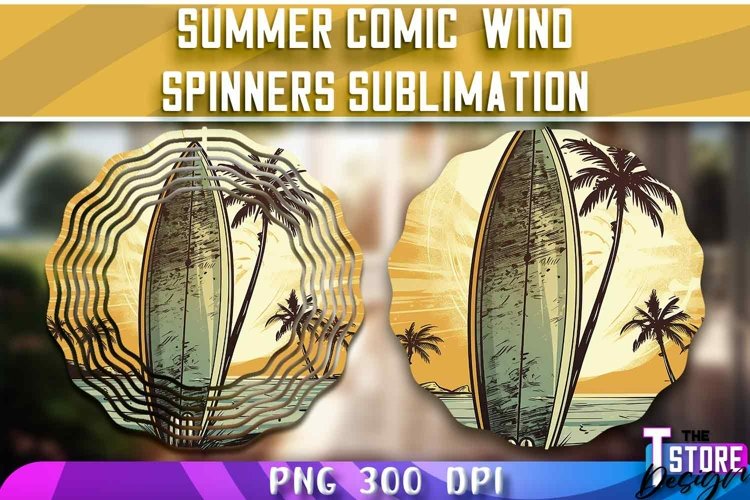 Summer Comic Wind Spinners Sublimation | PNG (2889997)