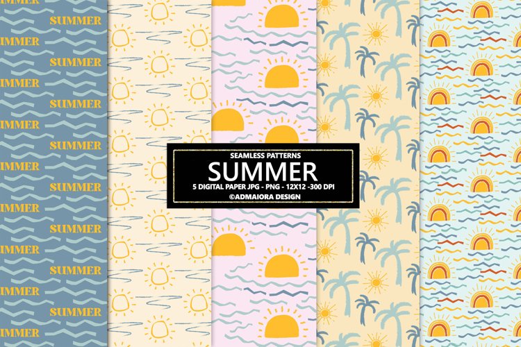 Summer digital paper, Summer patterns (1983274) | Patterns | Design Bundles