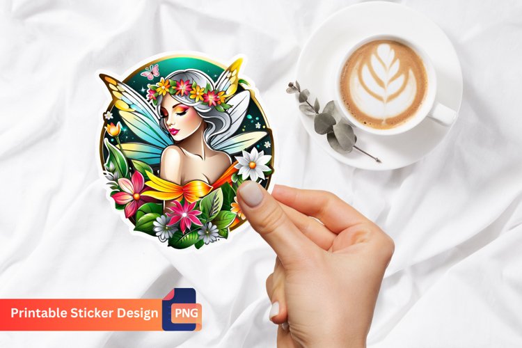 Summer fairy Printable sticker, Magical Fairy Sticker
