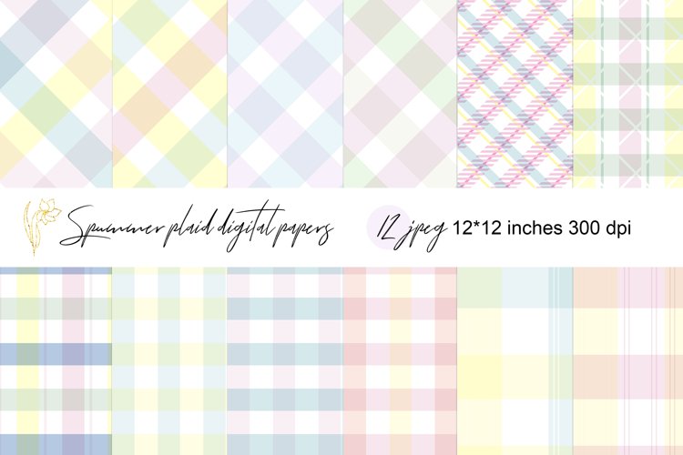 Summer Plaid Digital Paper. Summer Plaid Seamless Pattern.