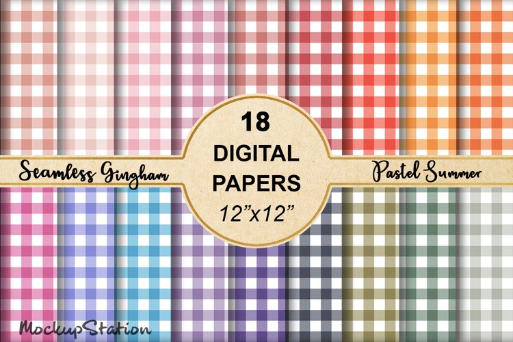 Seamless Gingham Digital Paper Bundle | Pastel Summer