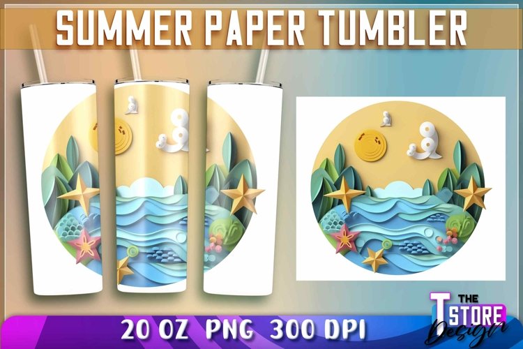 Summer Paper Tumblers Wrap 20 oz. | PNG Sublimation