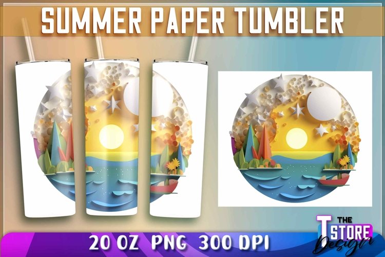 Summer Paper Tumblers Wrap 20 oz. | PNG (2884046)