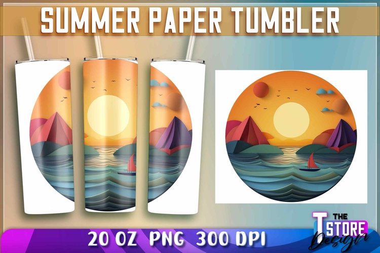 Summer Paper Tumblers Wrap 20 oz. | PNG (2884050)