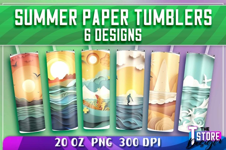 Summer Paper Tumblers Wrap 20 oz. | PNG (2884059)