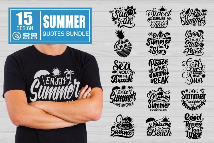 Summer SVG bundle - Summer quotes bundle SVG, EPS, DXF, PNG