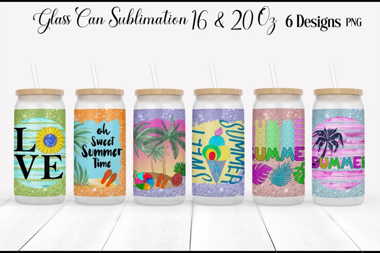 Glass Can Sublimation Summer| 16 oz Libbey Glass Can