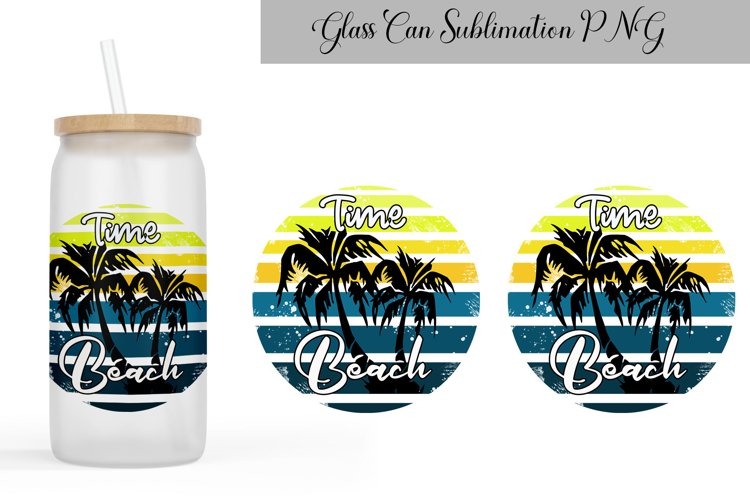 Retro Sunset Can Glass Sublimation | 16 Oz Glass Can Summer