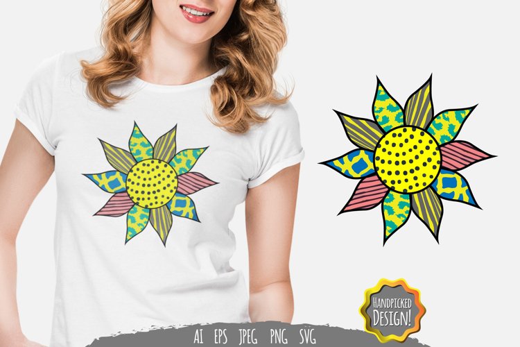 Sunflower with Pattern Fill SVG