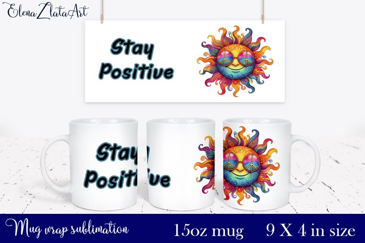 Watercolor sun Mug Sublimation, Stay Positive sun (3726305)