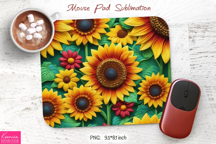 Bright Sunflower Design|Flower Mouse Pad (3521739)