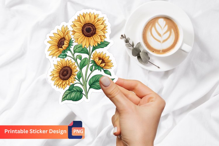 Sunflowers Sticker Design, Floral Sticker Pack, Flower Art