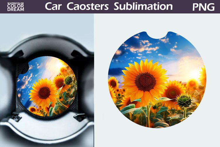 Sunflowers Car Coaster | Sunflowers Round Coaster (4027546)