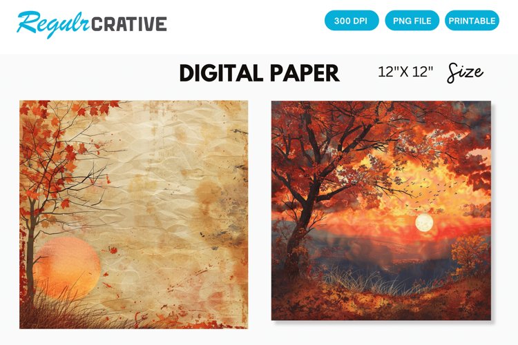 Sunrise In Autumn Seamless Digital Paper