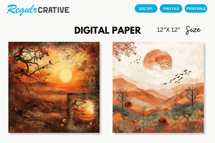 Sunrise In Autumn Seamless Digital Paper