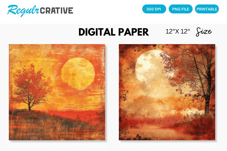 Sunrise In Autumn Seamless Digital Paper