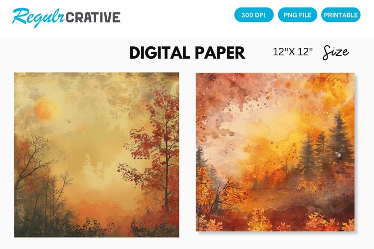 Sunrise In Autumn Seamless Digital Paper