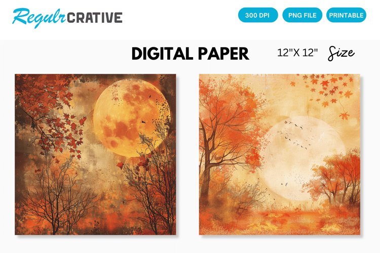 Sunrise In Autumn Seamless Digital Paper