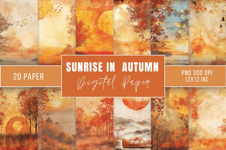 Sunrise In Autumn Seamless Digital Paper Bundle