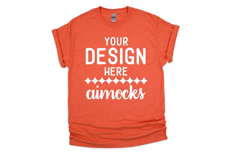 Sunset T-shirt Mockup, Gildan 5000 Unisex Shirt Flat Lay