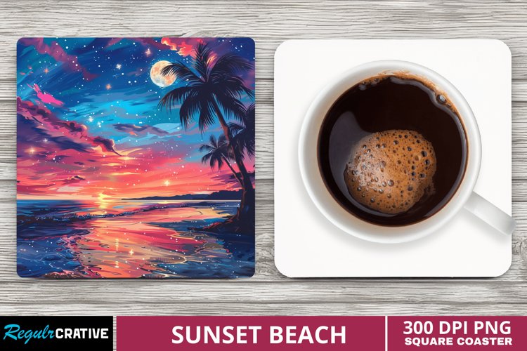 Sunset Beach Square Coaster