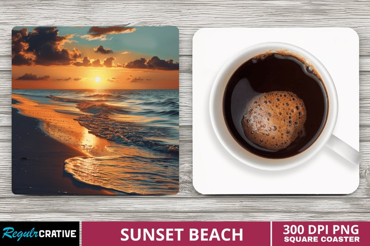 Sunset Beach Square Coaster
