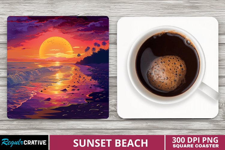 Sunset Beach Square Coaster