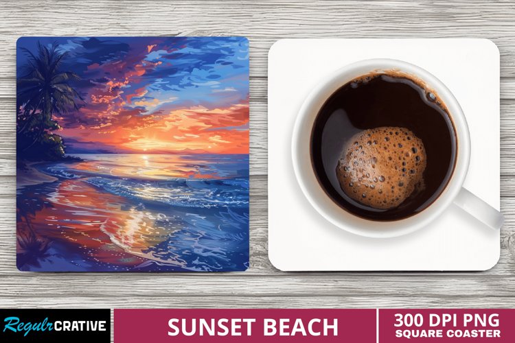 Sunset Beach Square Coaster