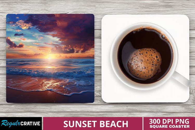 Sunset Beach Square Coaster