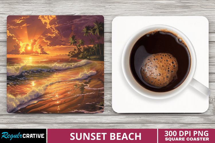Sunset Beach Square Coaster