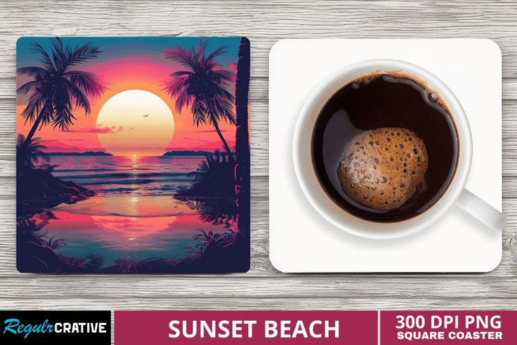 Sunset Beach Square Coaster