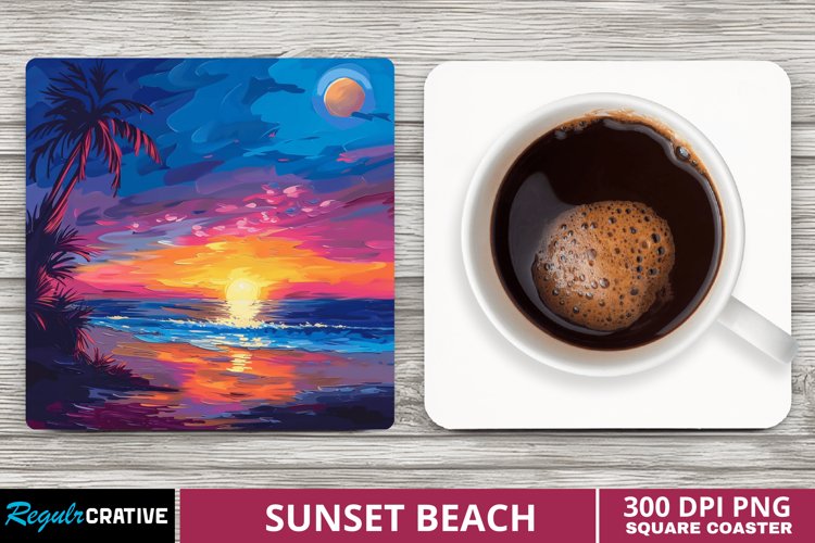 Sunset Beach Square Coaster