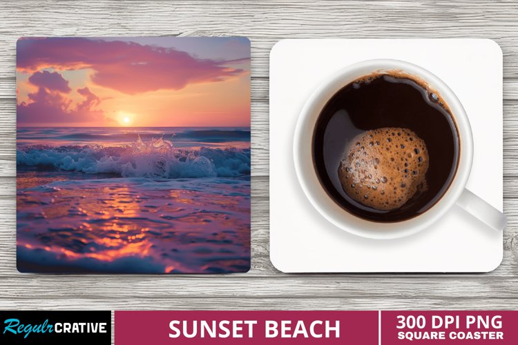 Sunset Beach Square Coaster