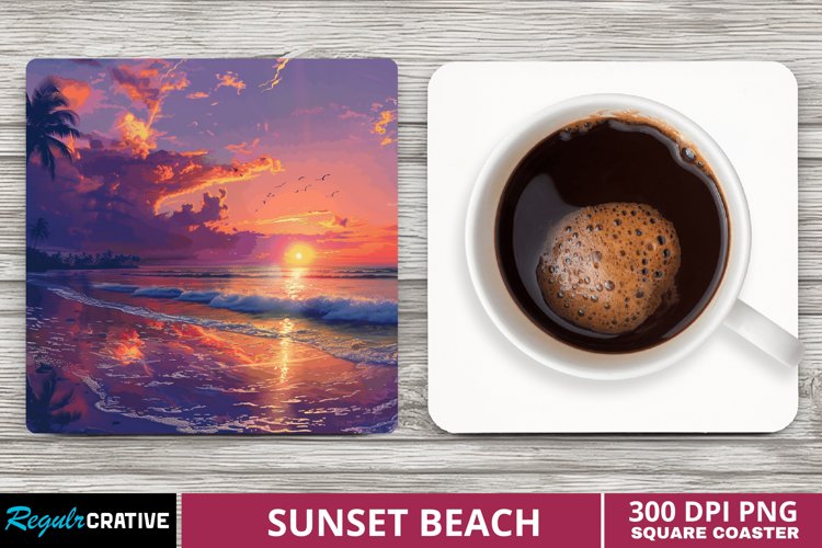 Sunset Beach Square Coaster