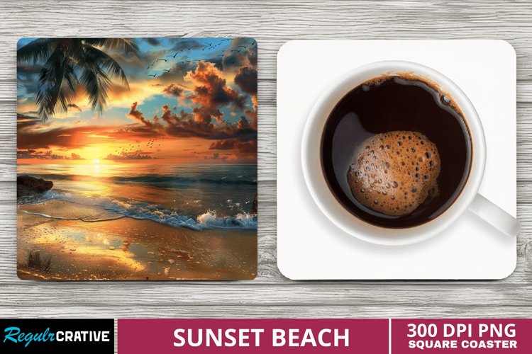 Sunset Beach Square Coaster