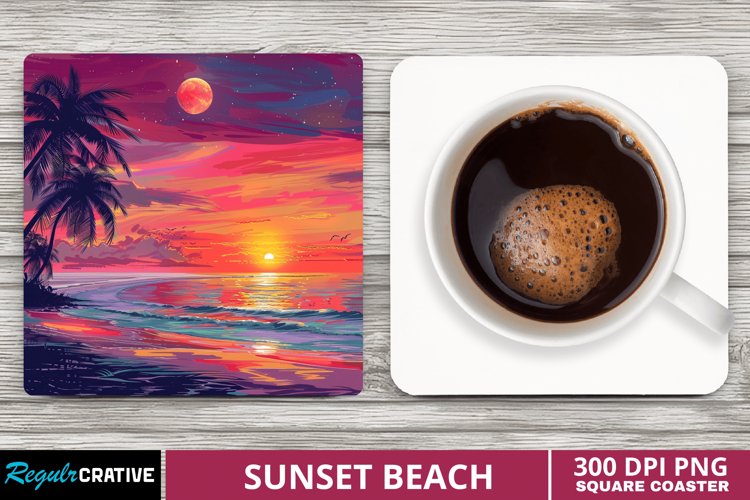 Sunset Beach Square Coaster