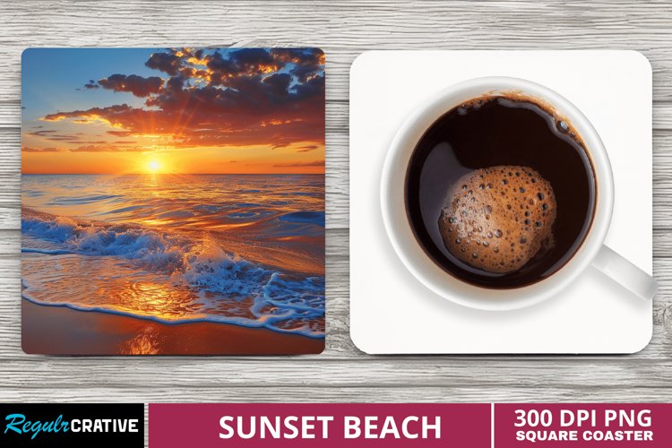 Sunset Beach Square Coaster